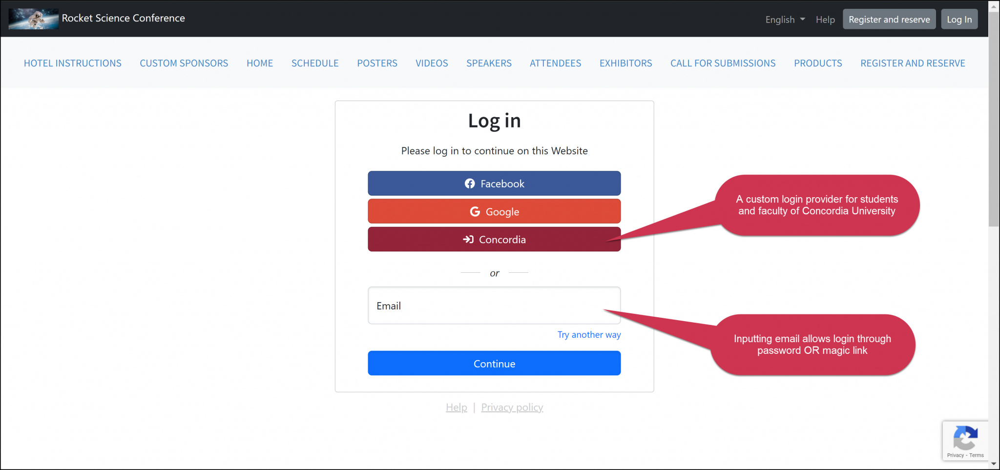 Built-In and Custom Login Providers – Grenadine Event Management Software